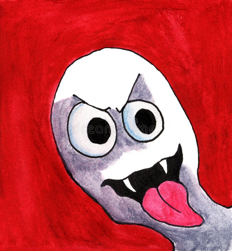 Crazy Watercolor Evil Ghost Stock Illustration - Illustration of fear ...