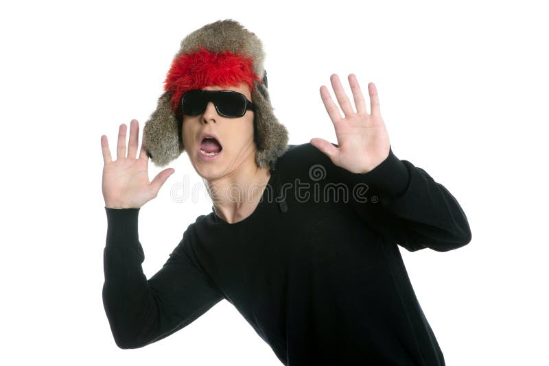 Crazy Winter Boy, Snow Hat, Grunge Modern Look Stock Photo - Image of ...