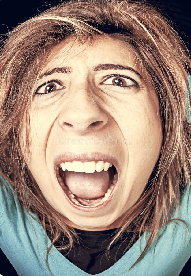 Crazy woman screaming stock image. Image of desperate - 86576033