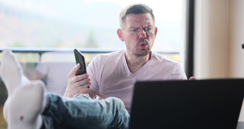 Crazy Worker Loses His Temper Screaming Loudly about Computer Problems ...