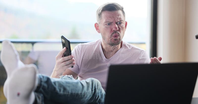 Crazy Worker Loses His Temper Screaming Loudly about Computer Problems ...