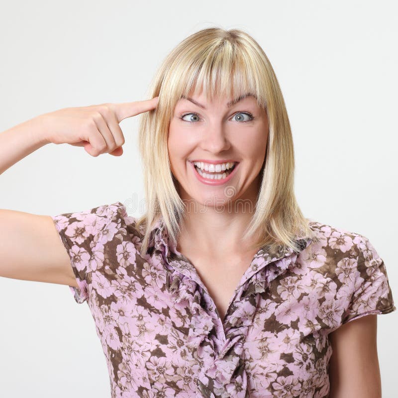 Crazy Young Blonde Woman Makes Squint for Fun Stock Photo - Image of ...