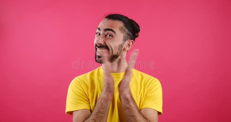 Young Man Clapping on Chroma Key Green Screen Background Stock Footage ...