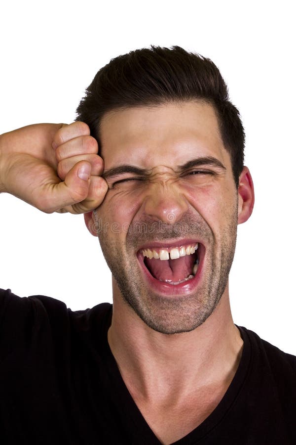 Crazy Young Man stock photo. Image of adult, indoors - 50556994