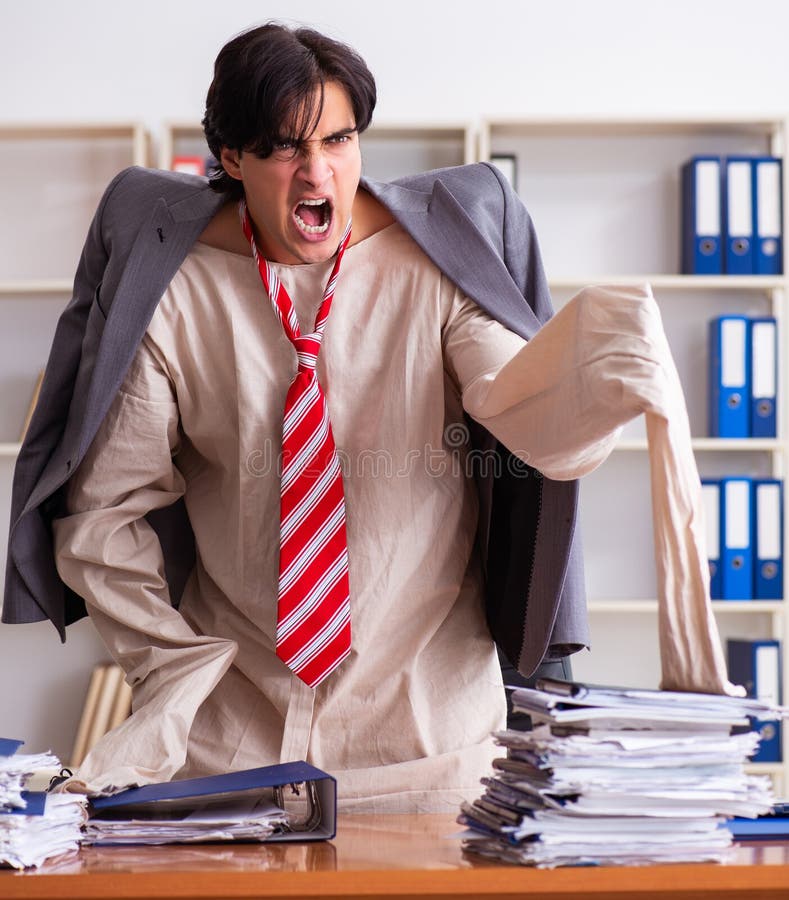 Crazy Young Man in Straitjacket at the Office Stock Photo - Image of ...
