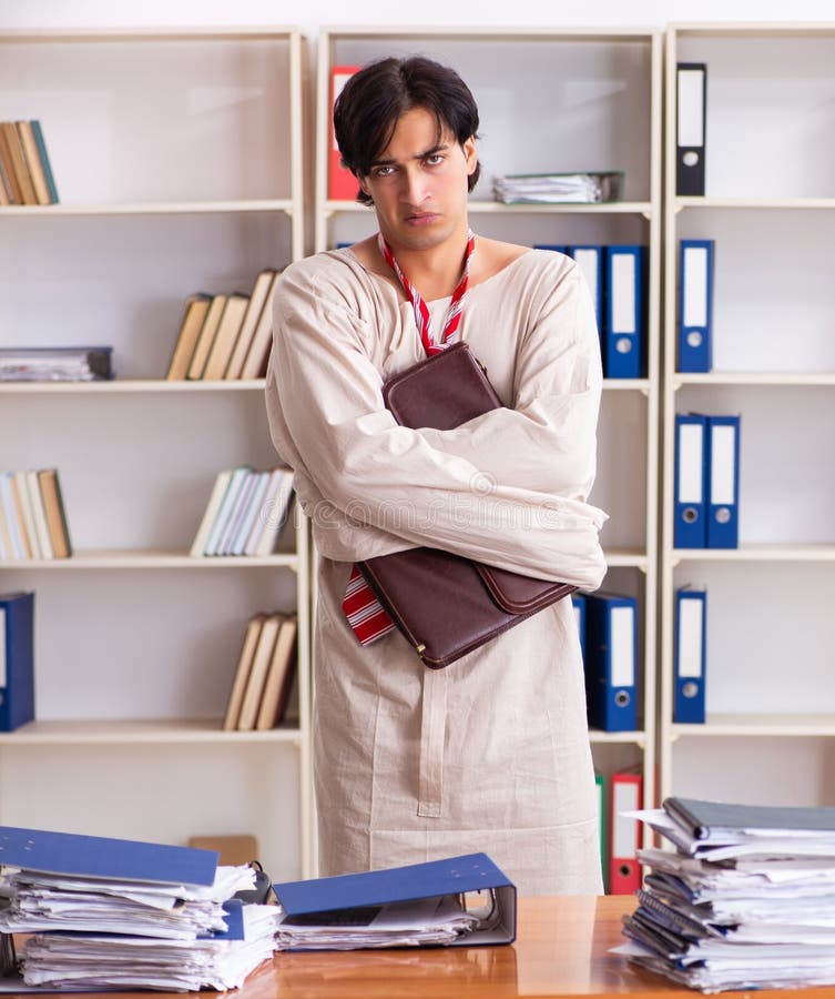 Crazy Young Man in Straitjacket at the Office Stock Image - Image of ...