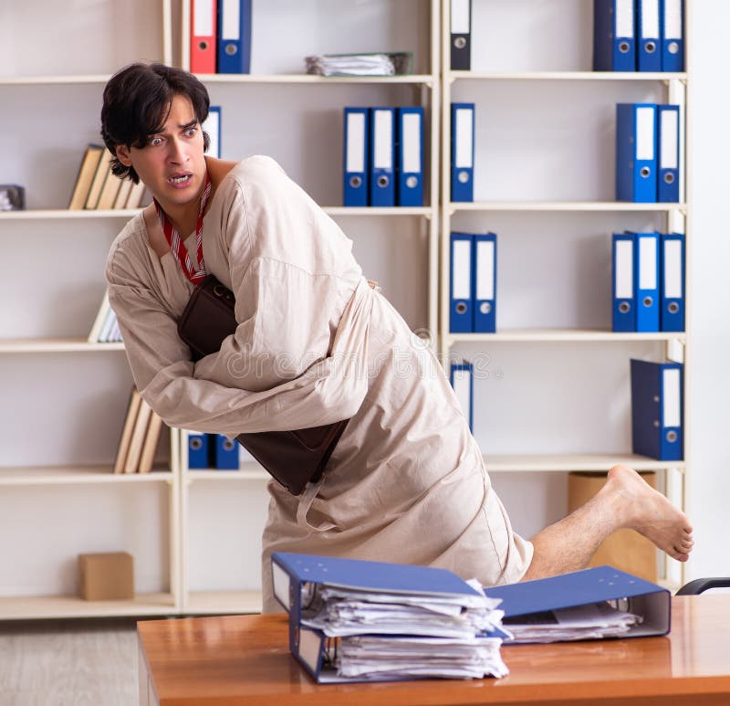 Crazy Young Man in Straitjacket at the Office Stock Photo - Image of ...