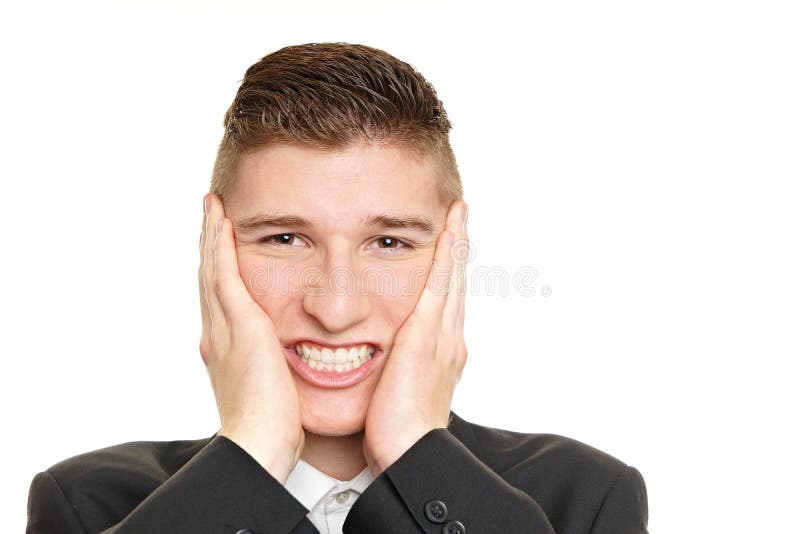Crazy young man at work stock photo. Image of beautiful - 39171808