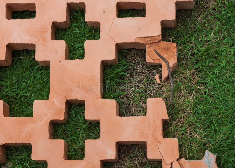 Creak Decorative Red Bricks Wall Stock Photo - Image of grass, design ...