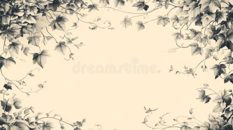 Cream Beige Background with Dark Leaf Frame Stock Illustration ...