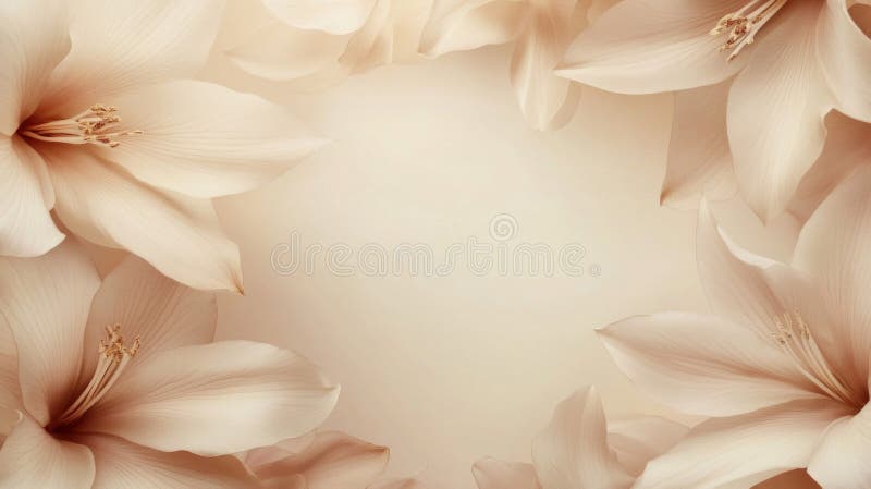 Cream Beige Flowers Frame Soft Pastel Floral Background Stock ...