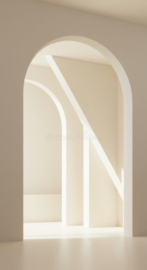 Cream Beige Minimalist Archway Interior Design Stock Illustration ...