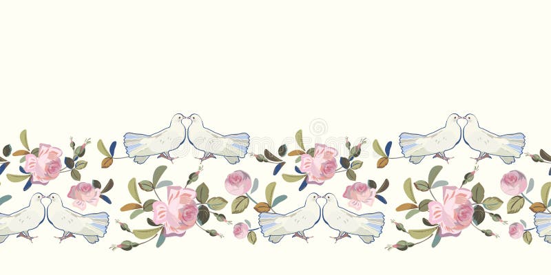Cream Border with Rose and Dove. Stock Vector - Illustration of elegant ...