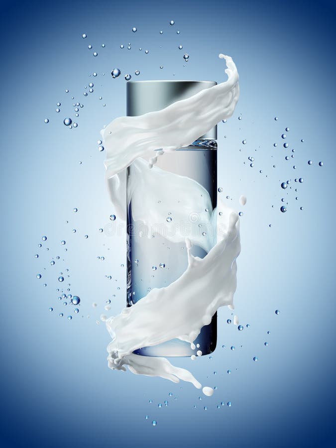 Cream Bottle Mock Up in Water Splash on Blue Background. Stock ...