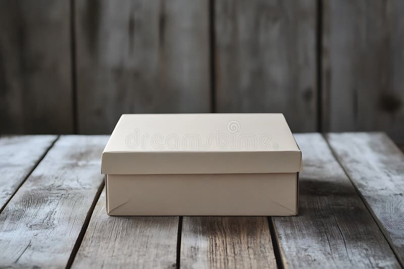 Cream Box on Rustic Wooden Table Surface with Matching Wooden ...