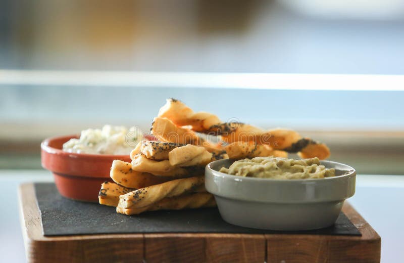 Cream and Bread Sticks for Breakfast Stock Photo - Image of cutted ...