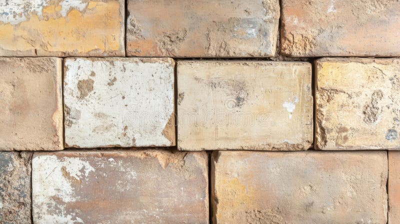 A Cream Brick Wall with Wide, Beige, Old Brown Brick and Limestone ...