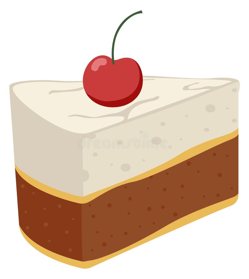 Cream Cake Slice with Cherry on Top. Piece of Pie Stock Vector ...