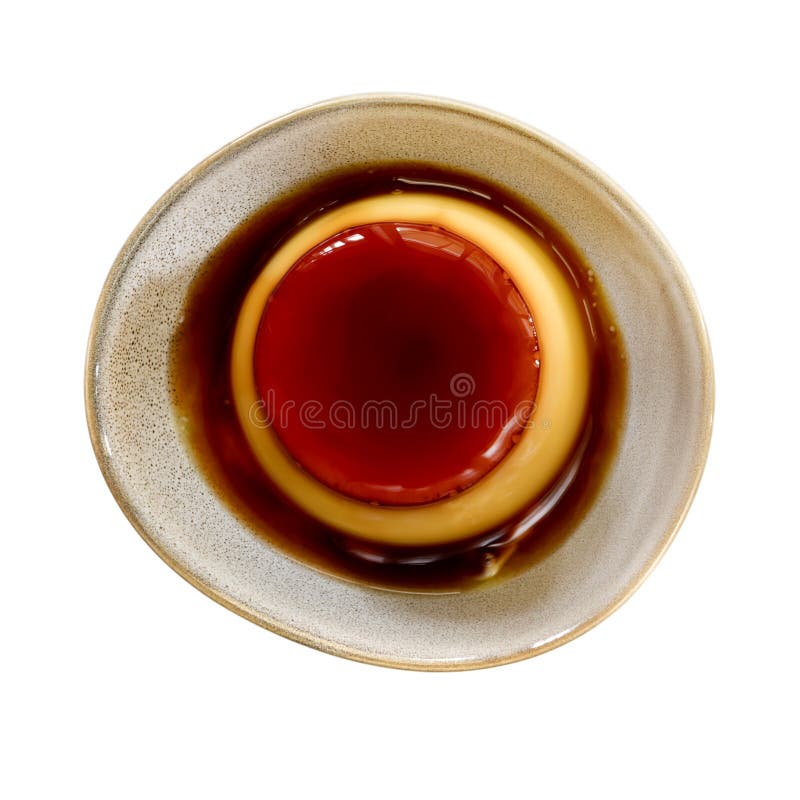 Cream Caramel Pudding Top View Isolated Stock Photo - Image of view ...