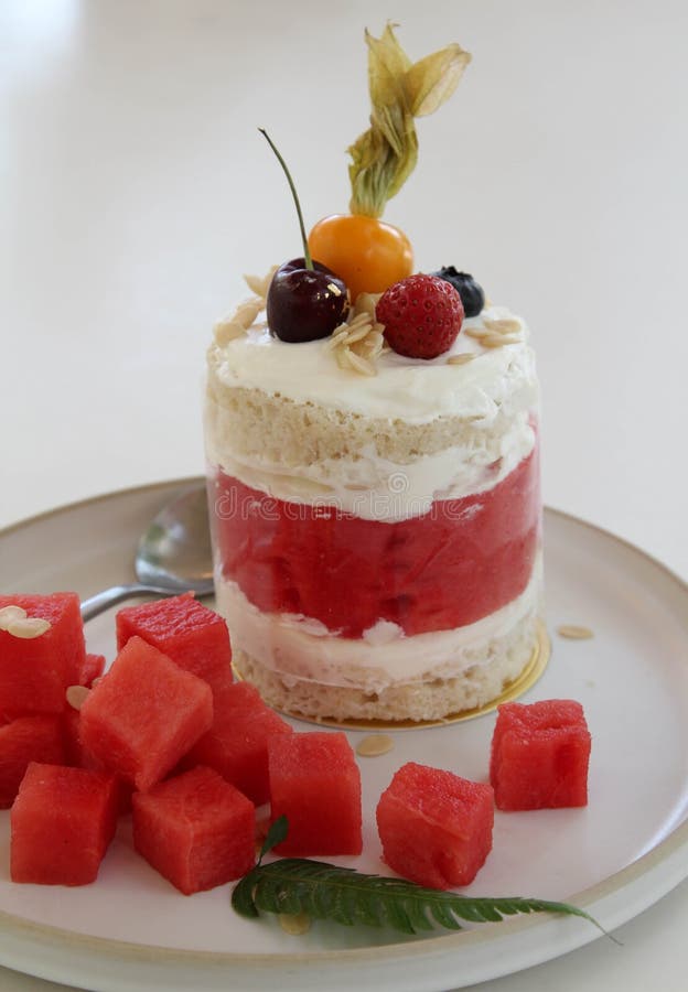 A Cream Cheese Cake on White Plate Stock Photo - Image of diet, cake ...