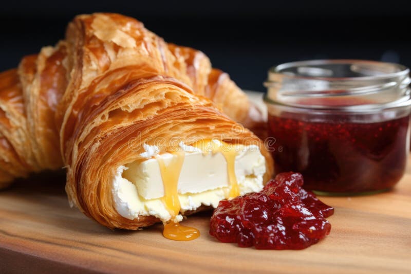 Cream Cheese and Jelly on Buttery Croissant Stock Image - Image of ...