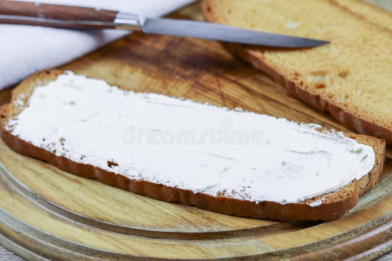 Cream Cheese Spread on a Rusk Stock Photo - Image of meal, cream: 184320980