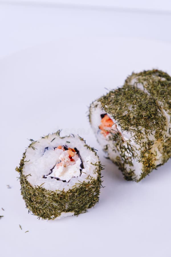 Cream Cheese Sushi with Dill on the Outside Stock Image - Image of roll ...
