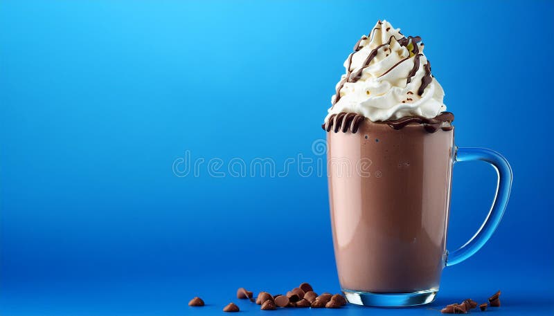 Cream and Chocolate Milkshake on Blue Background. Stock Illustration ...