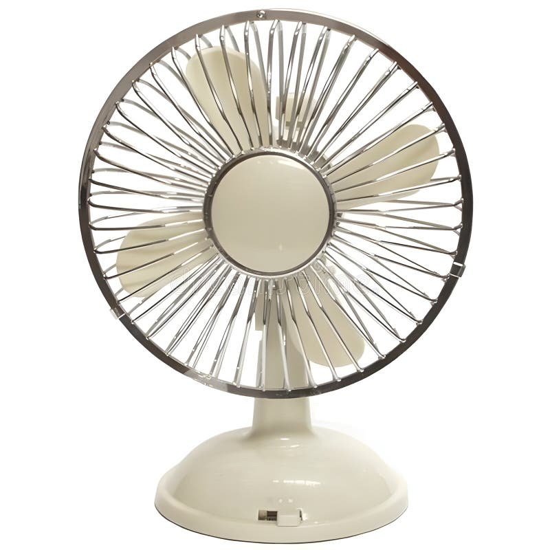 Cream and Chrome Table Fan Isolated on White Background Stock ...