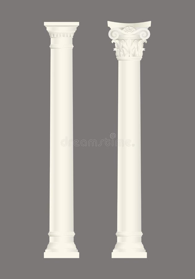 Cream Classic Columns Set Isolated, Architectural Elements Set Stock ...