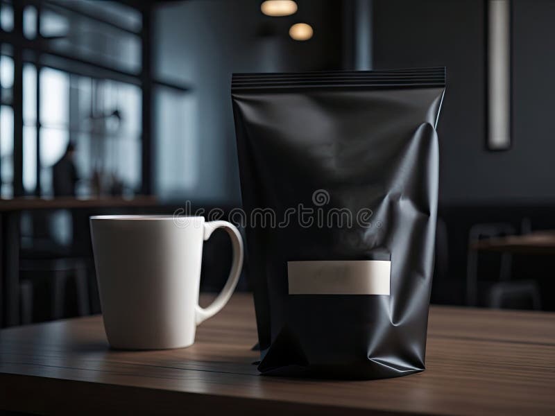 Cream Coffee Plastic Baggie Packaging Mockup. Ai Generative Stock ...