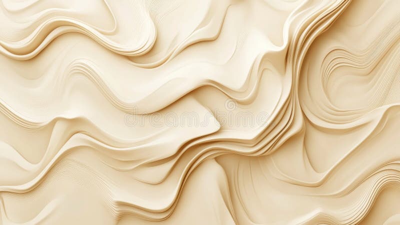 A Cream-colored Background Featuring Abstract, Wavy Patterns in Gentle ...