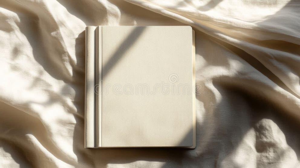 Cream Colored Book on Beige Fabric with Sunlight Stock Illustration ...