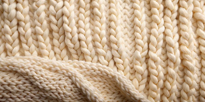 Cream-colored Chunky Knit Textile with a Textured Cable Knit Pattern ...