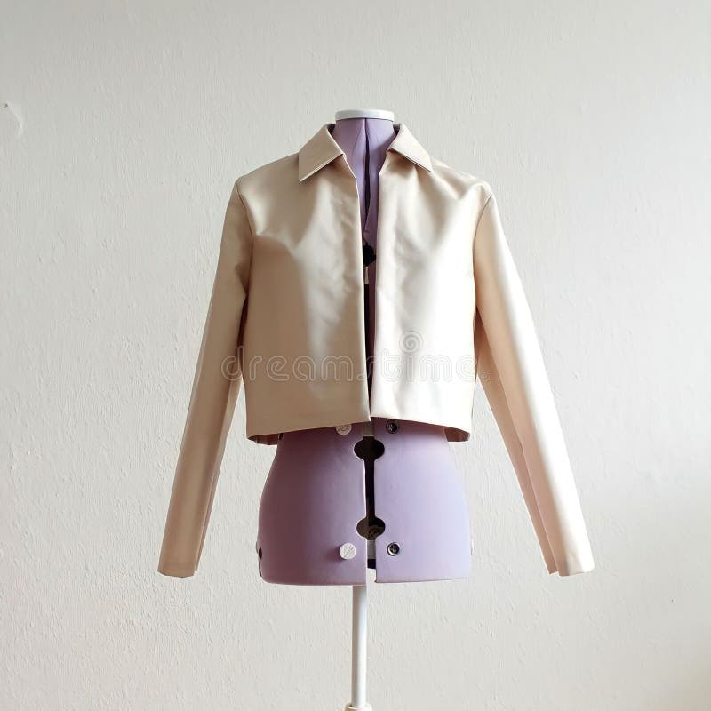 A Cream-colored Cropped Jacket is Displayed on a Dressmaker S Dummy ...