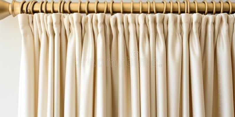 Cream-colored Curtain Hanging on a String on a Metal Hook , Concept of ...