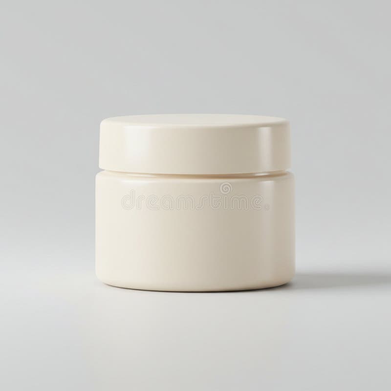 Cream-colored Cylindrical Plastic Container with a Smooth, Glossy ...
