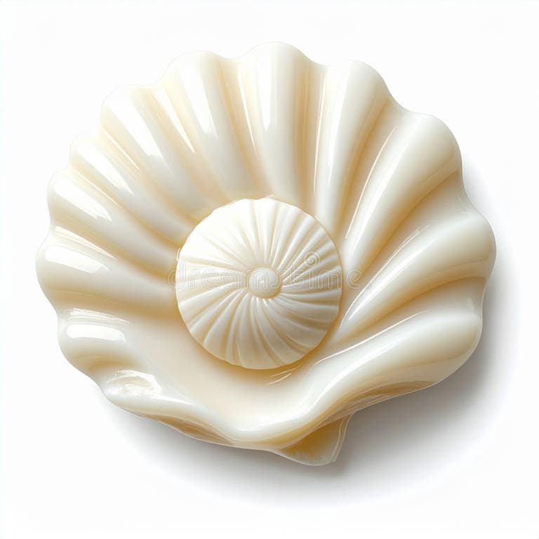 Cream Colored Shell Shaped Button with Pearl Center Stock Illustration ...