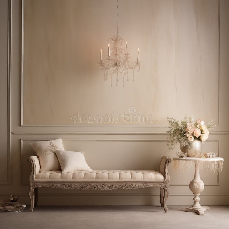 Cream-colored Sofa in a Vintage Style Room, Beautiful and Elegant ...