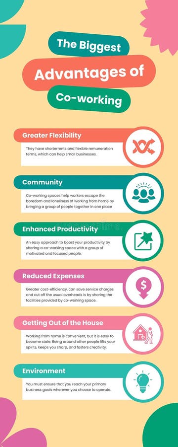 Cream Colorful Abstract Coworking Space Infographic Stock Illustration ...
