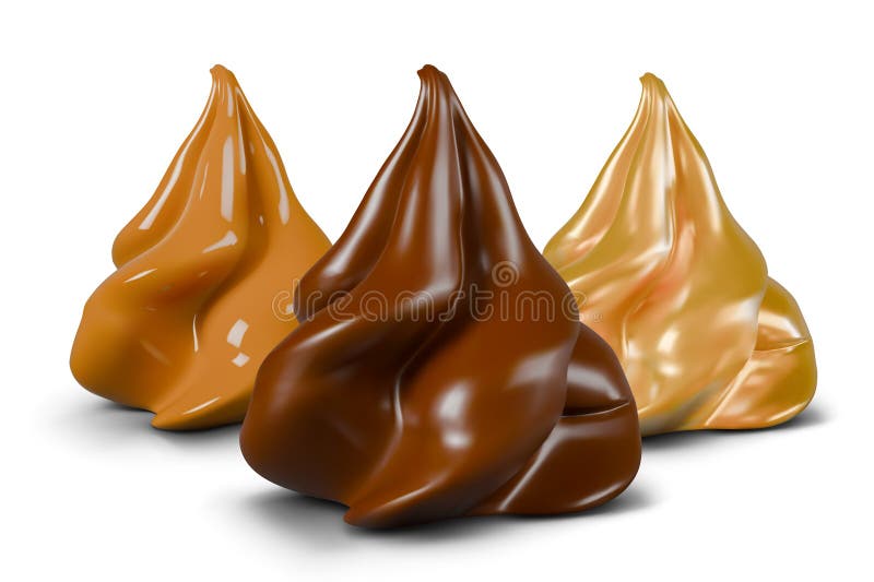 Cream Dollops of Different Flavors and Colors. Vector Group on White ...