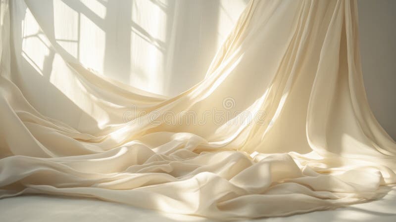 Cream Draped Fabric in Soft Sunlight Stock Illustration - Illustration ...