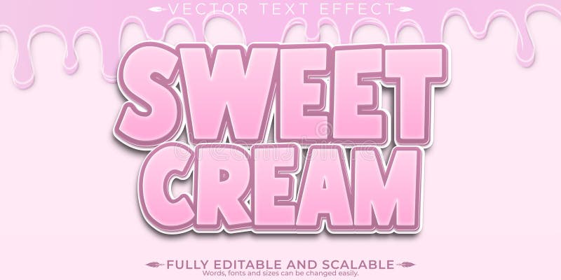 Cream Editable Text Effect, Editable Sweet and Dessert Text Style Stock ...