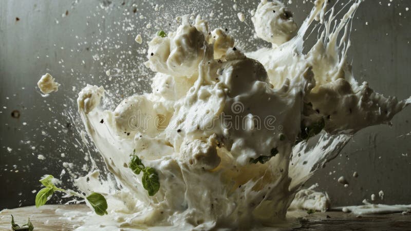 Cream Explosion with Herbs: Whipped Texture and Culinary Splash Stock ...