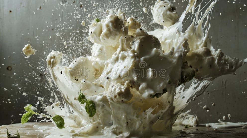Cream Explosion with Herbs: Whipped Texture and Culinary Splash Stock ...