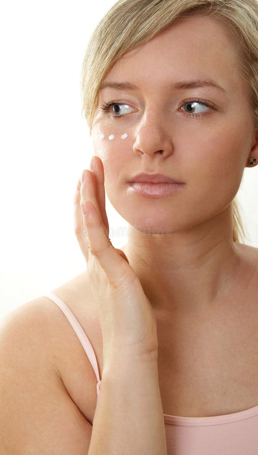 Cream on face stock photo. Image of skin, cheeks, cream - 2162990