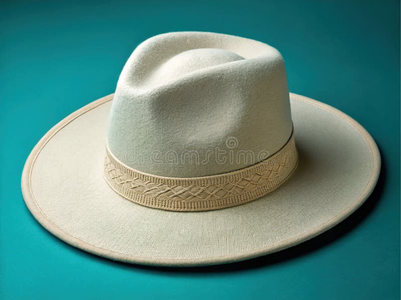 Cream Felt Hat on Deep Teal Background with Zoom Effect Stock ...