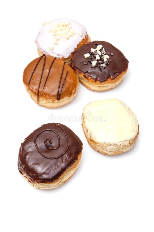 Cream Filled Donuts with Icing Stock Photo - Image of sugary, baked ...