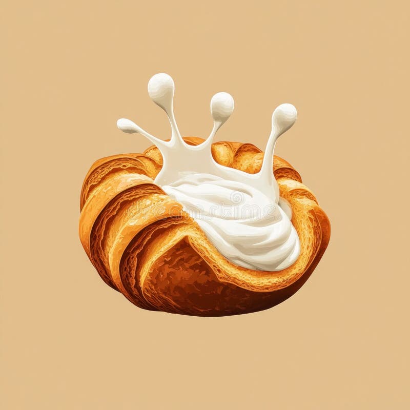 Cream-Filled Pastry with Splash Effect Stock Illustration ...