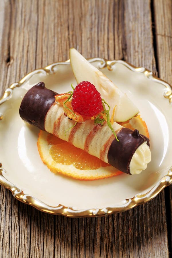 Cream filled wafer roll stock photo. Image of custard - 50482120